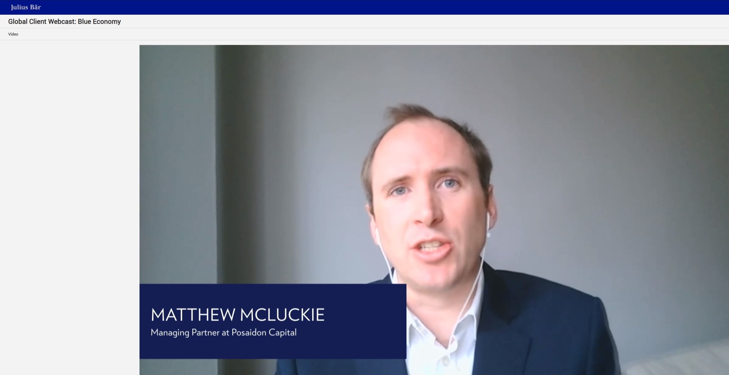 Presenting at Julius Baer Global Client Webcast – Posaidon Capital